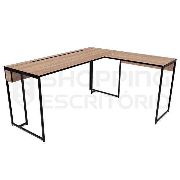 Mesa em L Design Industrial Connect Madeirado - Padrão 18 mm
